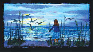 Artist paints Jewish images using paper collages
